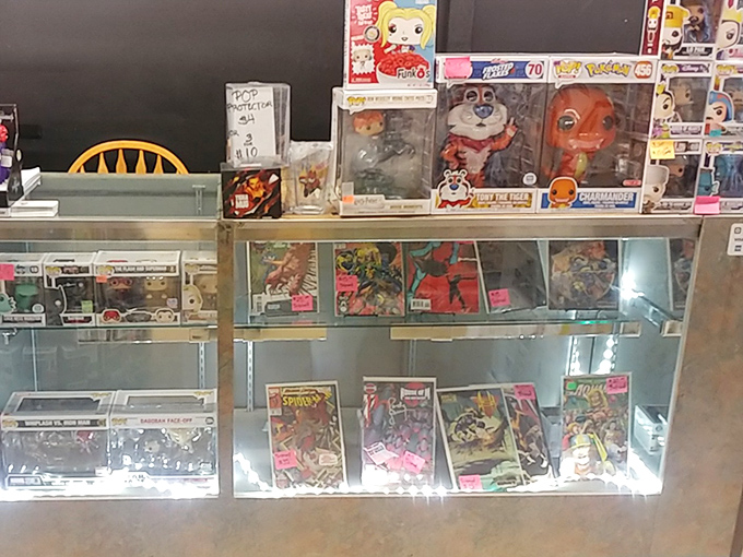 Comic book time capsules under glass. That Spider-Man issue might just fund your retirement—or at least provide hours of nostalgic reading pleasure.