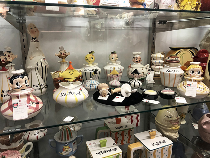 Character containers with personality plus! These vintage kitchen canisters and figurines bring mid-century cartoon charm to modern shelves.