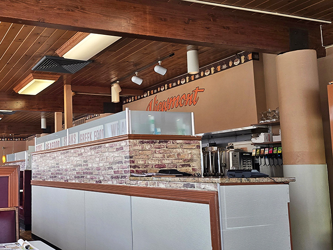 The counter area reveals the diner's beating heart&mdash;where orders are called, coffee is poured, and breakfast dreams become delicious reality.