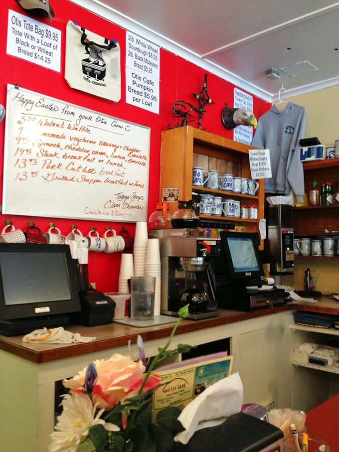 The counter where locals share news and visitors become regulars. Notice the handwritten specials—always a good sign.