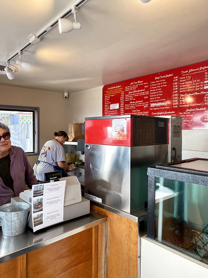Where culinary magic happens&mdash;this unassuming counter transforms the morning's catch into afternoon delights for hungry beachgoers.