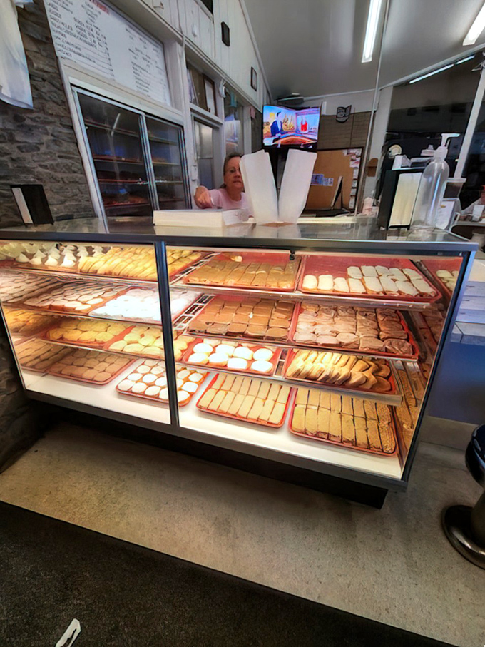 The business end of paradise, where coffee flows freely and donut dreams become delicious reality.