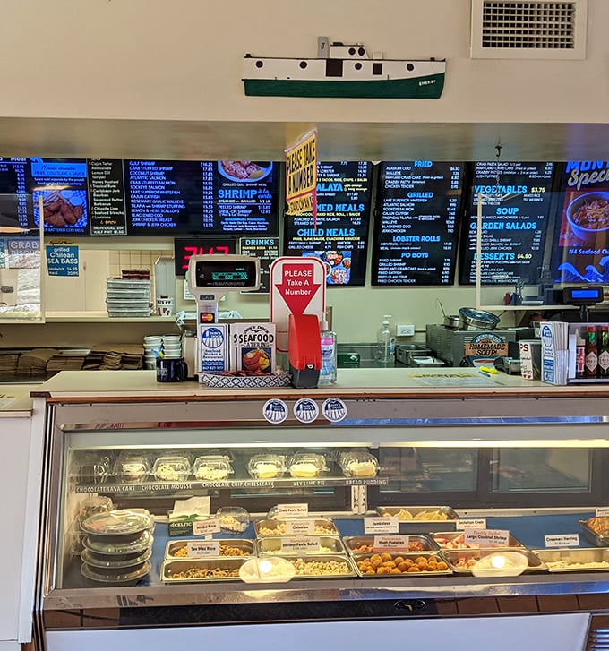 Where the magic happens&mdash;part seafood counter, part ordering station. The glass case displays tomorrow's dinner waiting for today's decision makers.