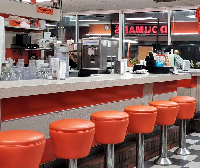 These stools have stories to tell. Grab a seat at the counter and add your chapter to Doumar's ongoing delicious history.