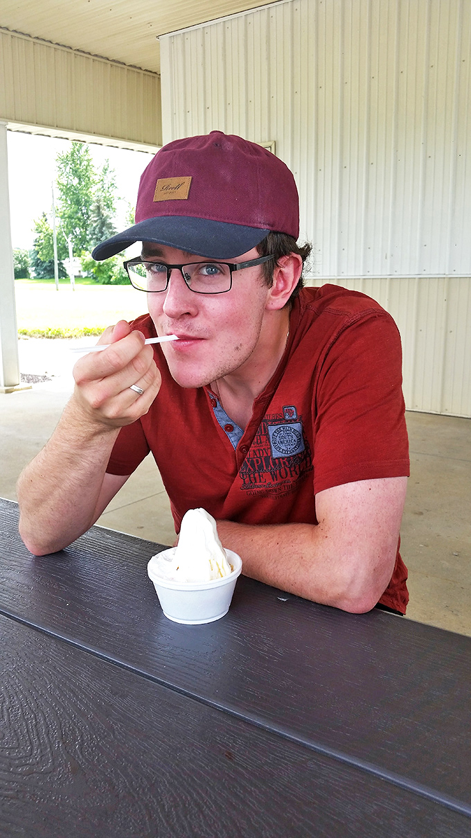 The universal language of ice cream happiness, spoken fluently by customers of every generation here.