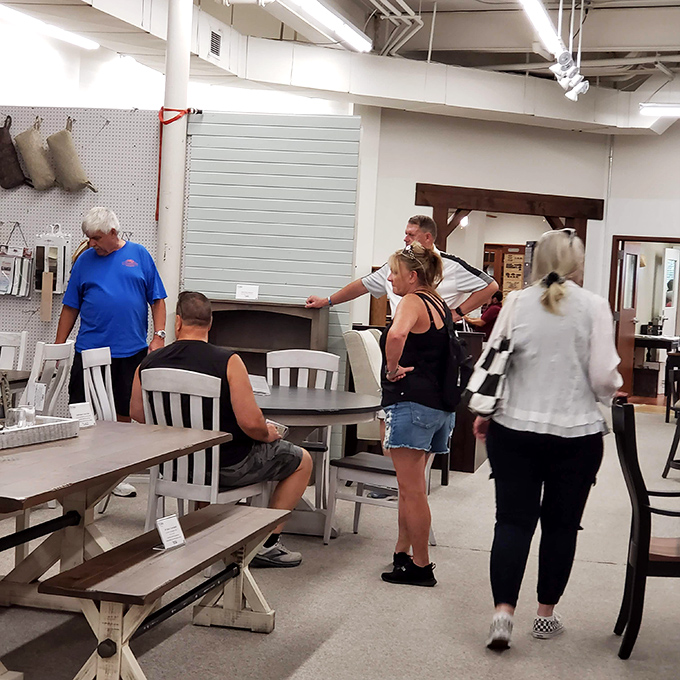 Serious furniture shoppers contemplating whether that dining set would fit both their space and their lifestyle of occasional adult beverages and frequent pizza nights.