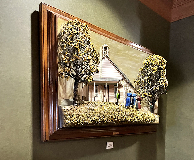 Not just art&mdash;it's a three-dimensional story captured in wood and miniatures. This rural scene brings Pennsylvania's pastoral charm to your living room wall.