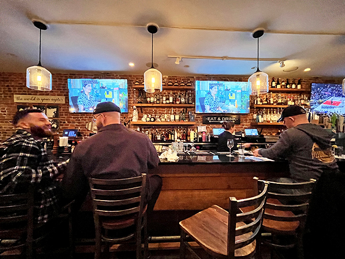 The bar scene &ndash; where strangers become friends over oysters and ale, proving that good food is the universal language we all speak fluently.