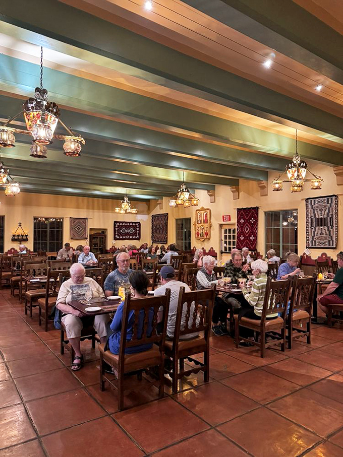 The dining room buzzes with the satisfied murmurs of people having religious experiences with regional cuisine. Food pilgrims at their destination.