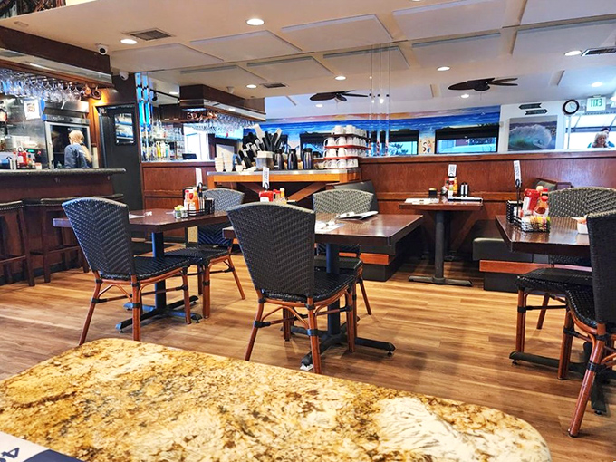 The dining area balances that sweet spot between "nice enough for a date" and "casual enough for post-surf hunger."