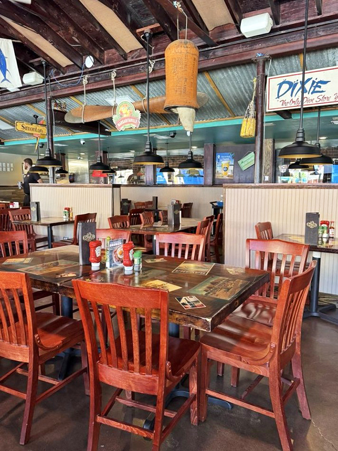 Weathered wood tables and maritime decor - where every meal comes with a side of authentic coastal charm.