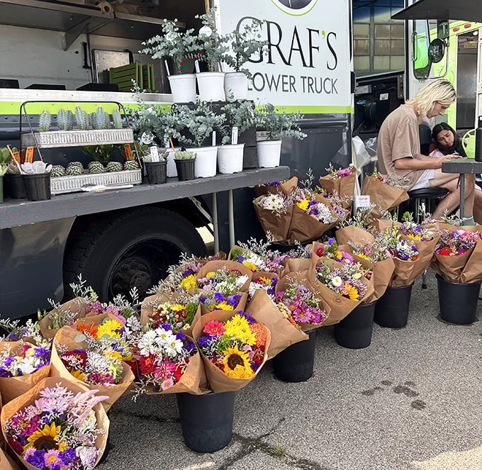 Flower truck blooms bring instant happiness&mdash;nature's antidepressants wrapped in brown paper, no prescription necessary.