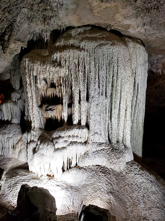 The cave's wedding cake formation stands in pristine white splendor. If only all desserts took 100,000 years to prepare&mdash;we'd appreciate each bite more!