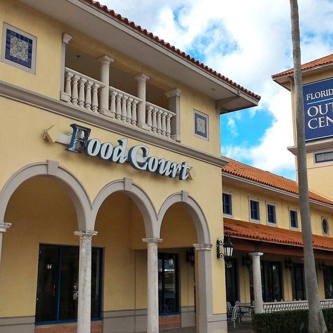 Even bargain hunters need sustenance. The Food Court's elegant arches suggest this isn't your average mall dining experience.