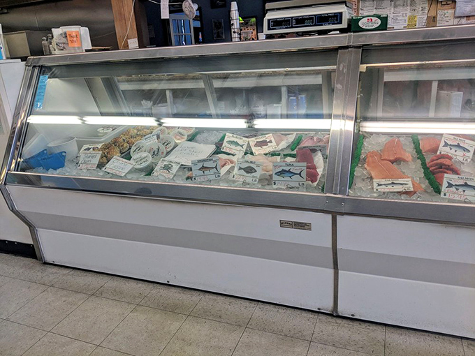 The fresh seafood display case&mdash;where the ocean meets inland Pennsylvania. Quality ingredients waiting to become someone's memorable meal.