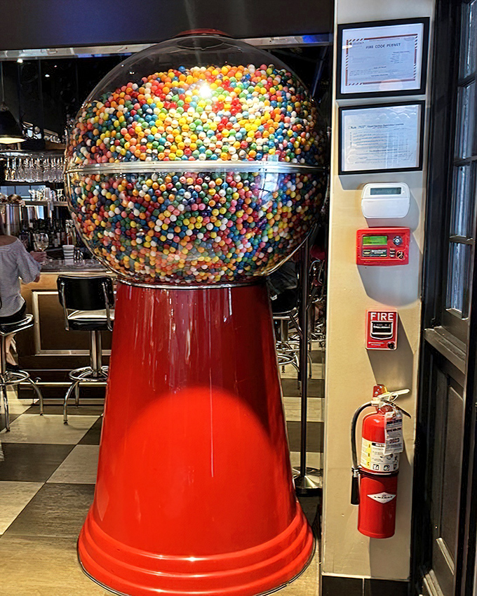 The giant gumball machine&mdash;childhood nostalgia supersized. I'd like to think this is what Willy Wonka would have in his waiting room.