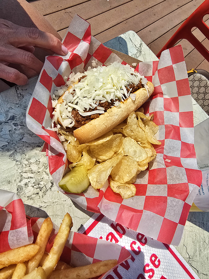 The hot dog that launched a thousand road trips. Topped with chili and cheese, it's the island's edible ambassador.