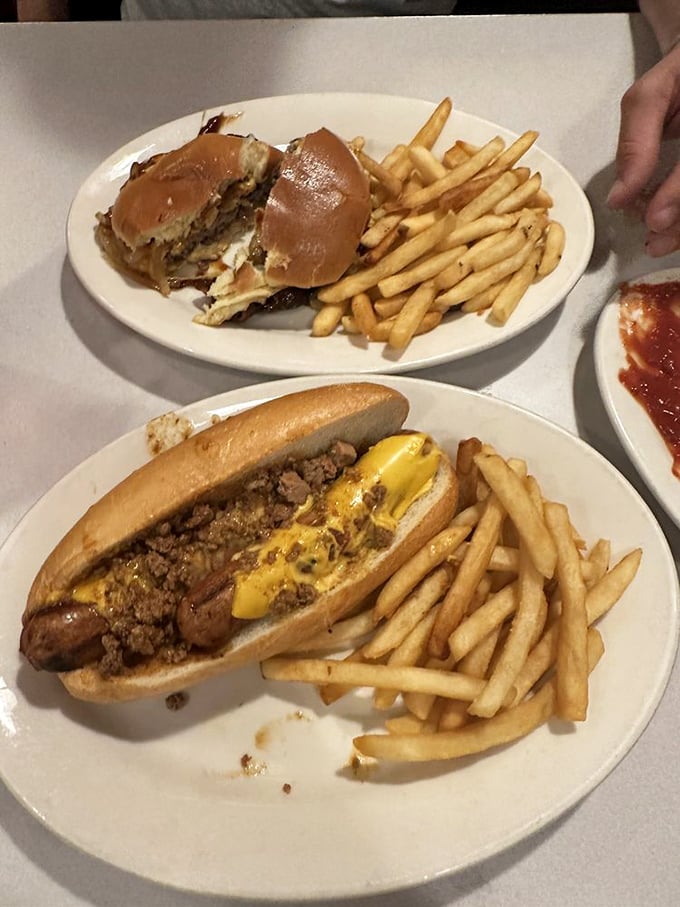 A sandwich that requires strategy to eat and napkins in abundance. This isn't just lunch; it's an event with a beginning, middle, and very satisfied ending.