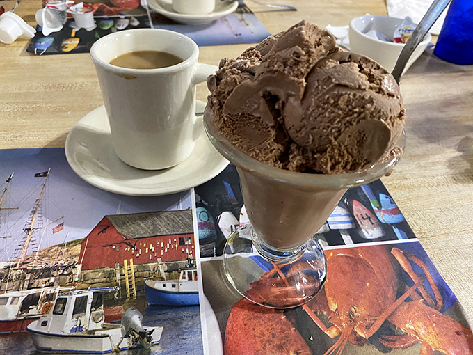 Coffee and chocolate ice cream&mdash;because even after the perfect crab cake, there's always room for a sweet finale.