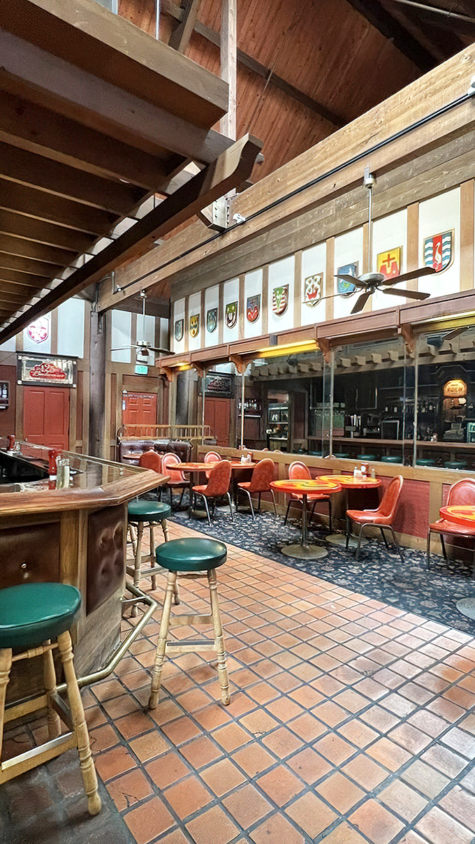 Wood beams, stone walls, and vintage-style booths create that perfect "we've been serving comfort food since before it was cool" atmosphere.