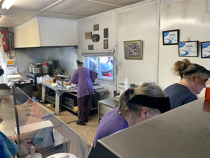 The kitchen at B's isn't designed for show. It's a workshop where barbecue artisans practice their craft with quiet confidence.