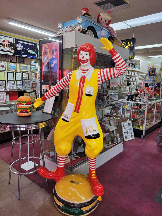 Ronald McDonald stands ready to greet visitors with that familiar smile we all remember. 