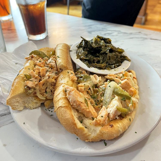 A seafood sandwich that demands respect. This creation packs so much flavor, it should come with its own applause track.