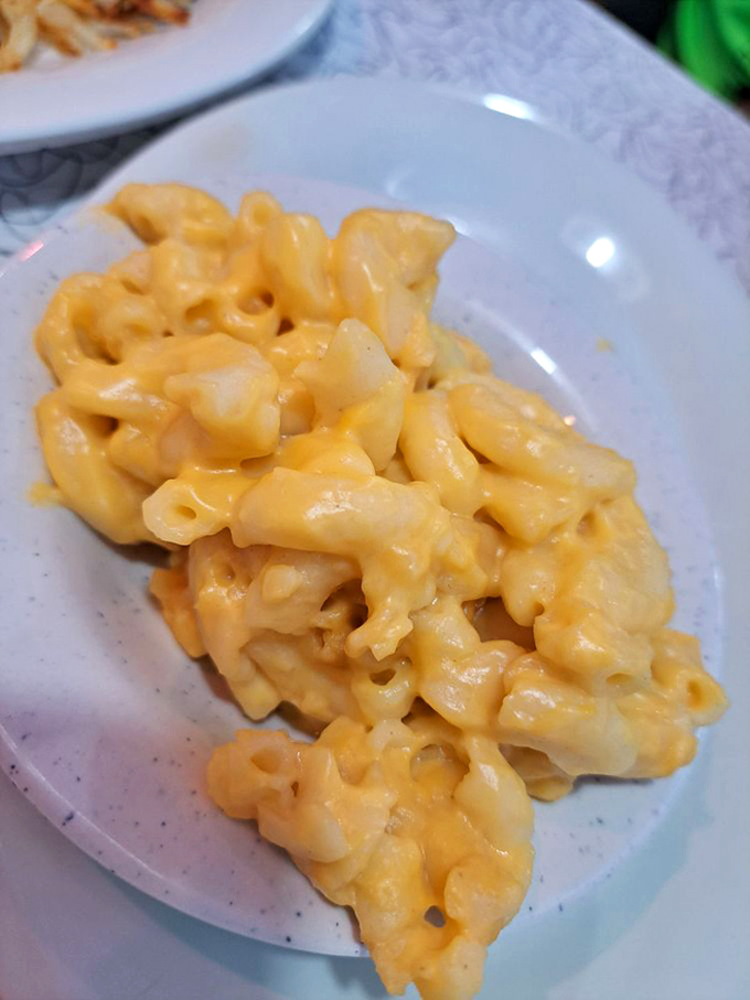 Mac and cheese that puts the "comfort" in comfort food. Each cheesy, gooey forkful is like a warm embrace for your taste buds.