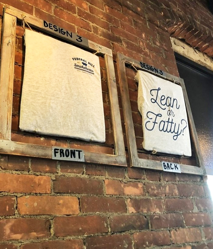 "Lean or Fatty?" &ndash; the eternal barbecue question displayed on the wall, like a philosophical debate for meat lovers.