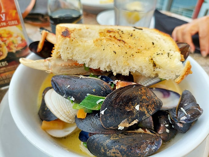 Mussels bathed in a broth worth sopping up with every available carb. These black-shelled beauties open up to reveal their secrets only to the truly deserving.
