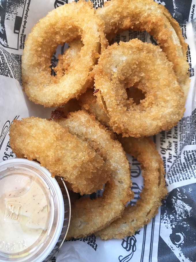 Onion rings with the perfect crunch-to-tenderness ratio—the supporting actors that steal the show on many a seafood plate.