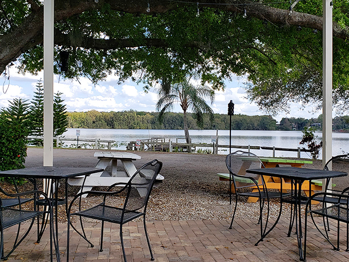 Lakeside seating that reminds you why people move to Florida in the first place. The view alone is worth the price of admission.