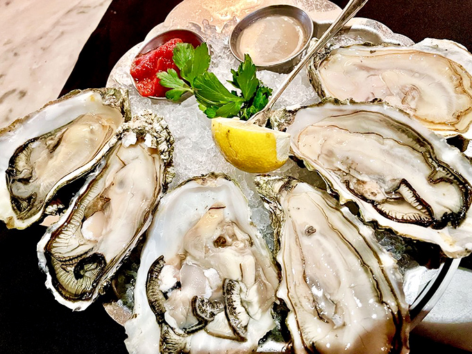 Oysters arranged like precious jewels on a bed of ice&mdash;briny treasures from the sea that taste like the ocean's finest moment.