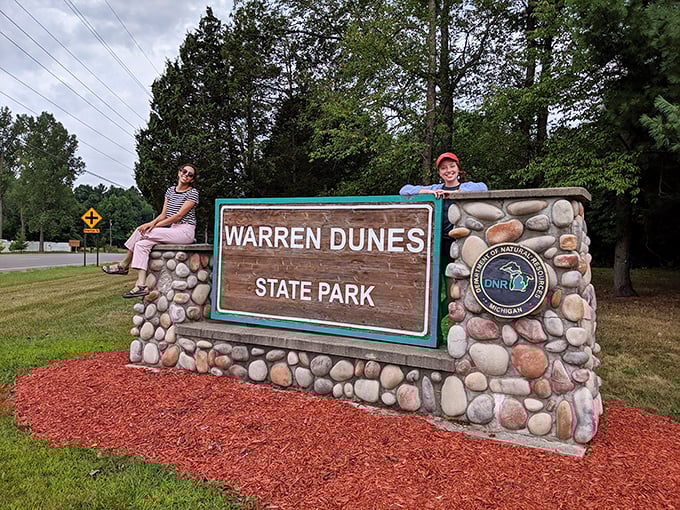 The entrance sign that promises adventure &ndash; like the wardrobe to Narnia, but with more sand and fewer talking lions.