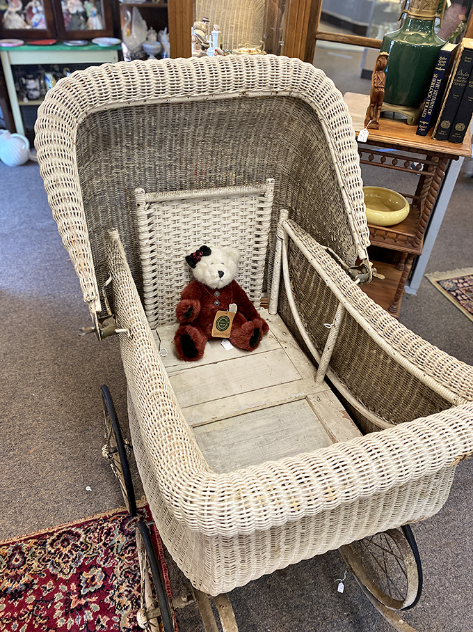 The wicker baby carriage that launched a thousand childhood memories. Somewhere, there's a sepia-toned photo of your grandparent riding in one just like this.