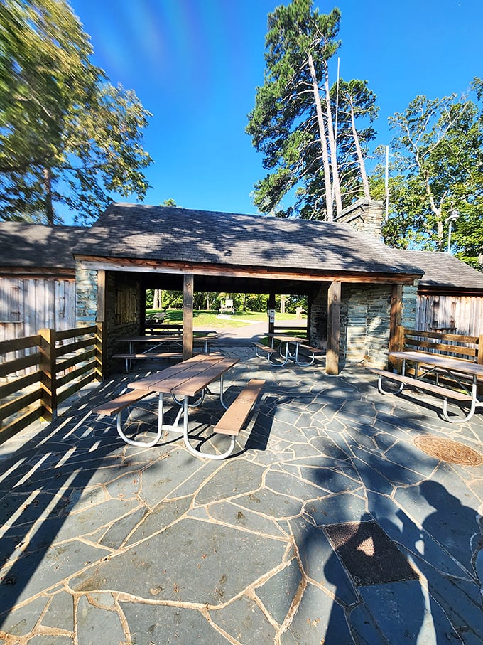 This picnic shelter has hosted countless family gatherings, where potato salad and memories are served in equal portions.