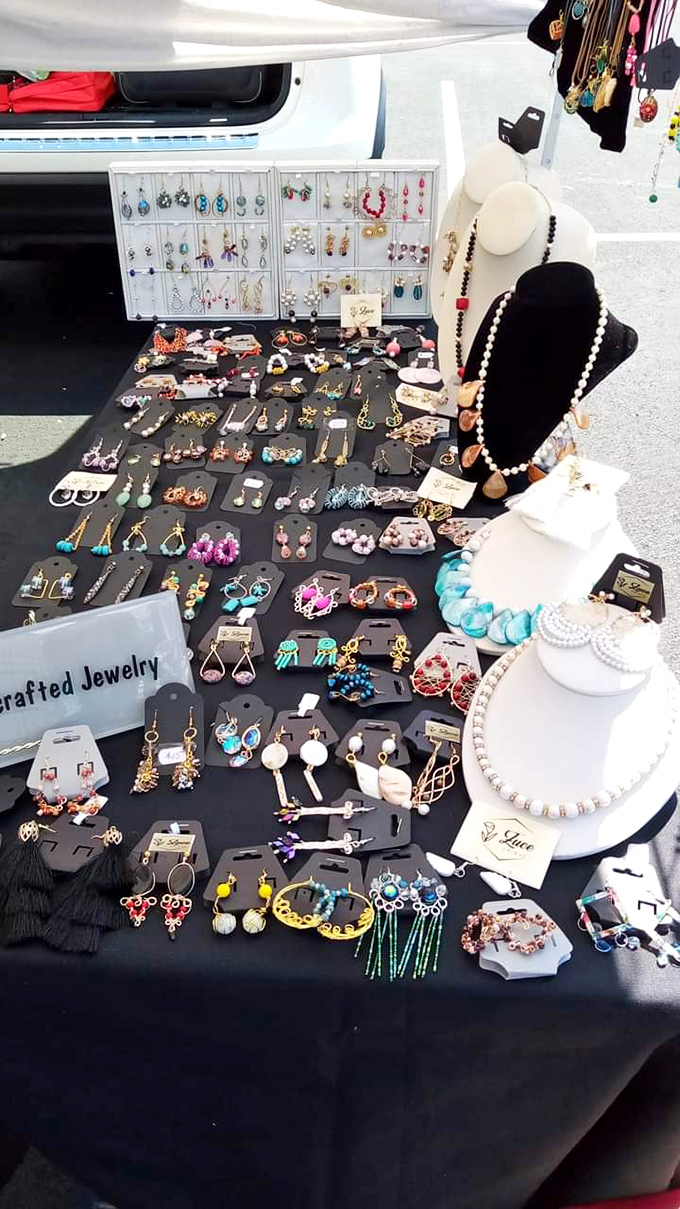 Jewelry display that would make Aladdin's cave look understocked. Each piece tells a story and promises to start conversations.