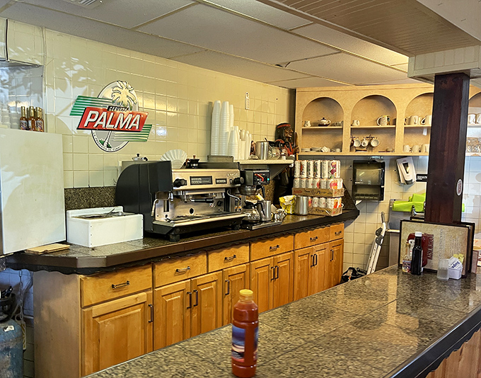 The coffee station &ndash; command central for caffeinated happiness. Where liquid motivation is brewed with practiced precision.