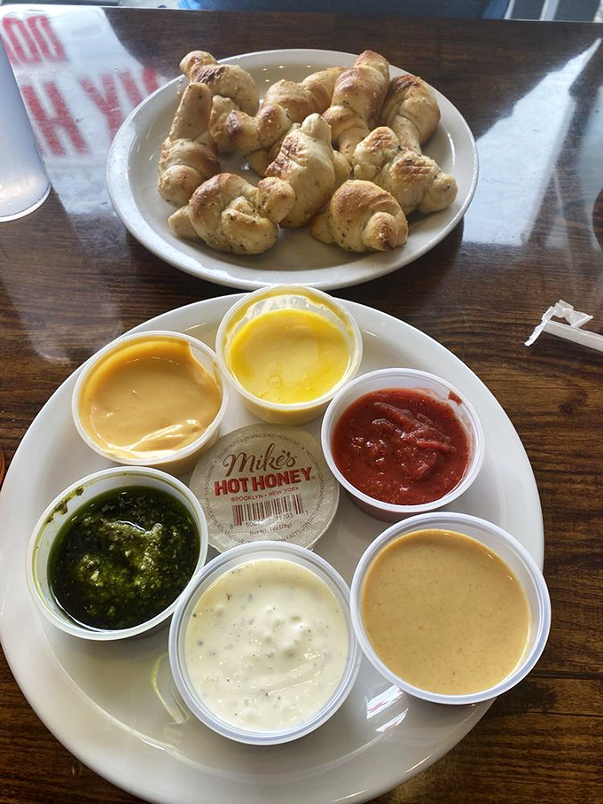 A sauce sampler that turns bread into merely a delivery vehicle for these pools of liquid gold.