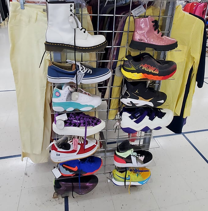 The shoe rack: a vertical neighborhood where Doc Martens live next door to Nike, and vintage meets contemporary in perfect harmony.