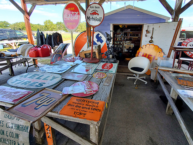 Nostalgic signage transports visitors to simpler times when advertising relied on craftsmanship rather than digital manipulation and algorithms.