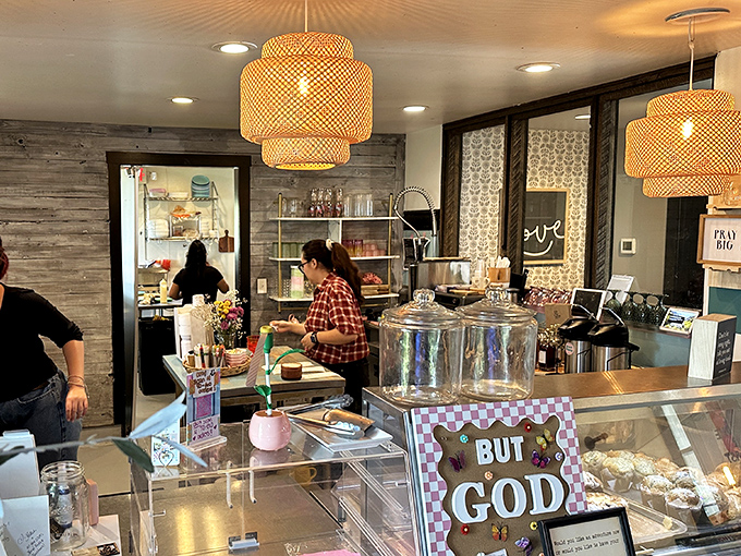 Where the magic happens—a counter filled with pastry cases and friendly faces, proving that good food and good vibes are always in stock.