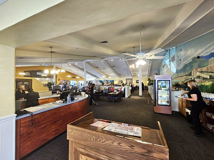 Spacious, spotless, and ready for the dinner rush. The calm before the seafood storm that happens nightly.