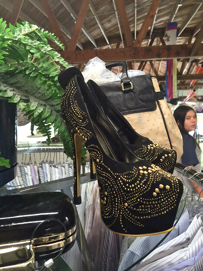 Glitz, glamour, and six-inch heels that could tell stories. These studded platforms might have elevated a starlet or completed a diva's ensemble.