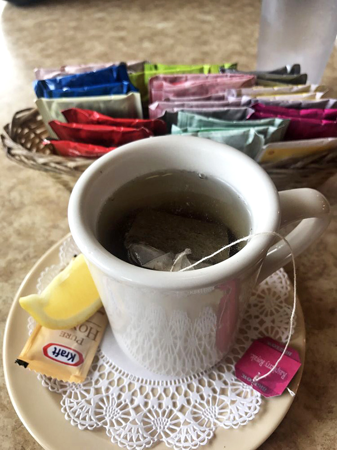 Tea service with all the fixings and enough sweetener options to satisfy both your grandma and your hipster nephew.