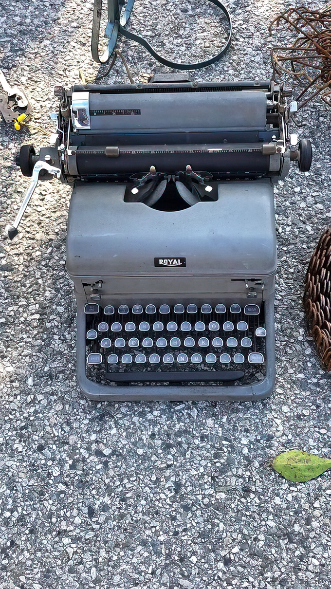 This Royal typewriter once clacked out love letters, grocery lists, or perhaps the Great American Novel that never made it past chapter three.
