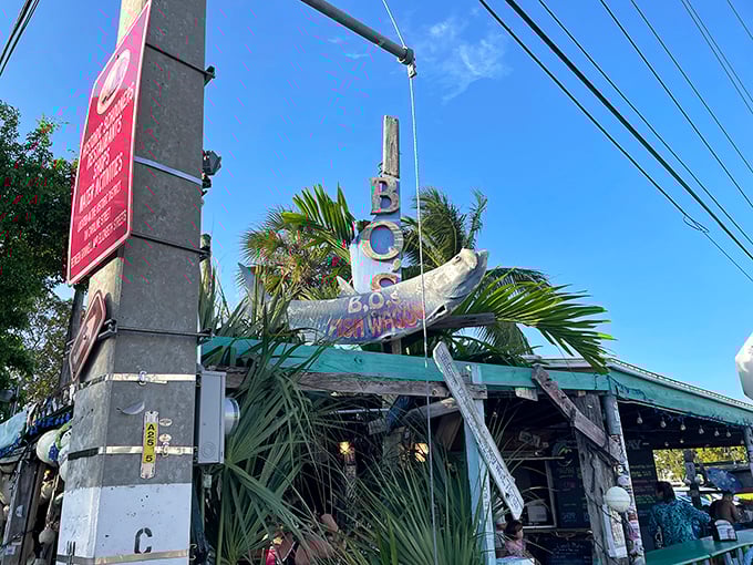 A pink paradise of corrugated creativity where Key West's spirit is served alongside grouper sandwiches that defy description.