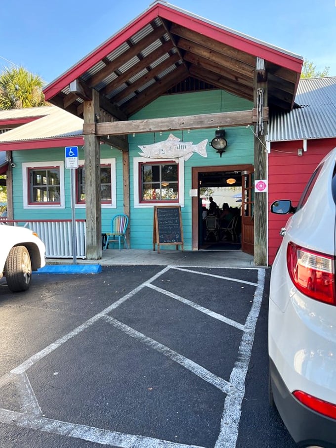 The Fourth Street Shrimp Store's colorful exterior hints at the vibrant flavors waiting inside this St. Petersburg institution.