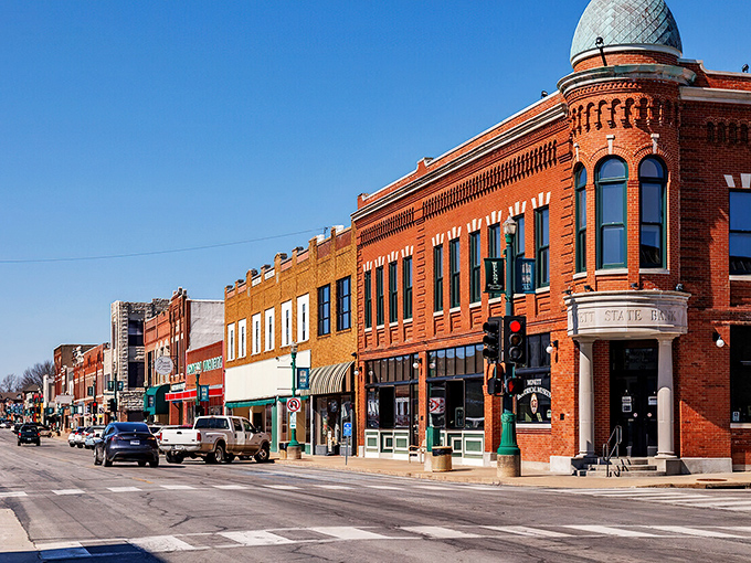 The soft morning light bathes Monett&rsquo;s brick buildings, highlighting a town where working-class values and affordable living go hand in hand.