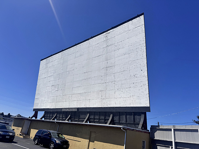 The screen stands ready as cars begin to gather&mdash;SLO's beloved drive-in prepares for another night of magic.